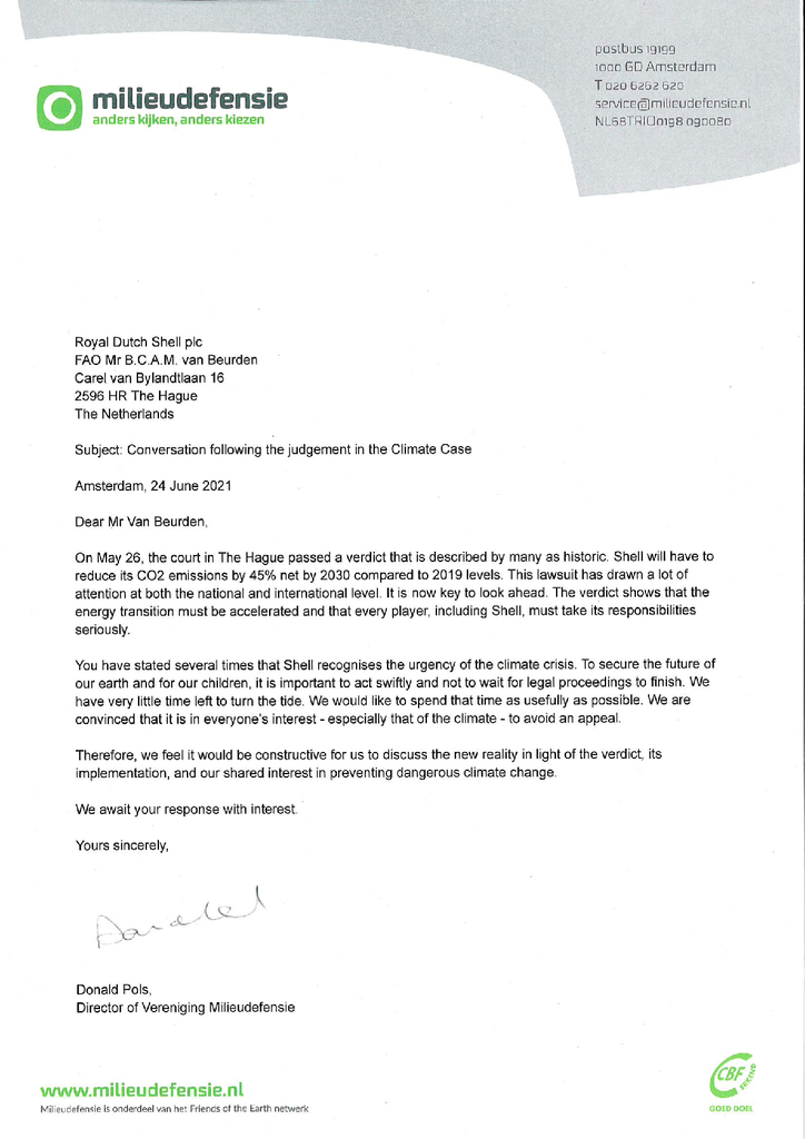 Brief aan Ben van Beurden Shell — Milieudefensie